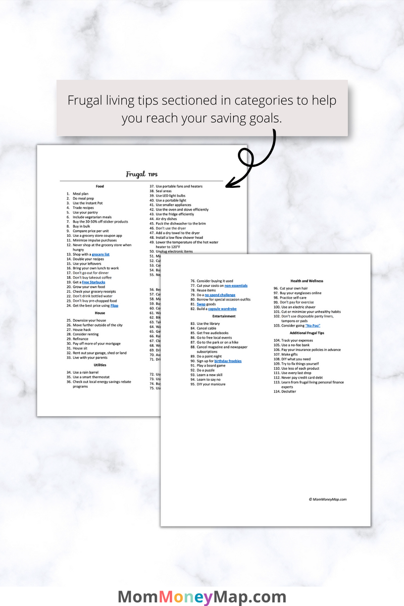Frugal Tips Printable PDF | Money-Saving Guide – Mom Money Map
