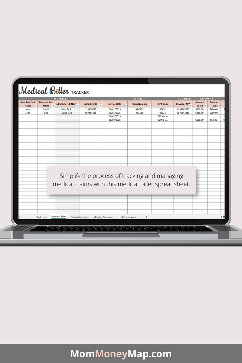 Medical Biller Excel Spreadsheet – Mom Money Map