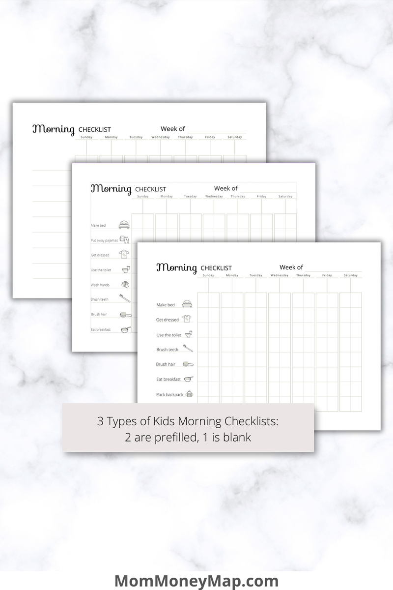 Kids Morning Checklist Printable PDF for 2 Children Daily Routine – Mom ...