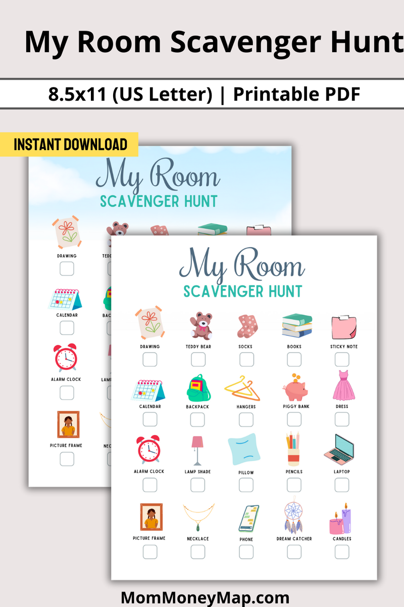My Room Scavenger Hunt Printable PDF – Mom Money Map