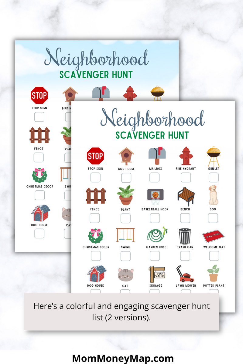 Neighborhood Scavenger Hunt Printable PDF for Kids & Families – Mom ...