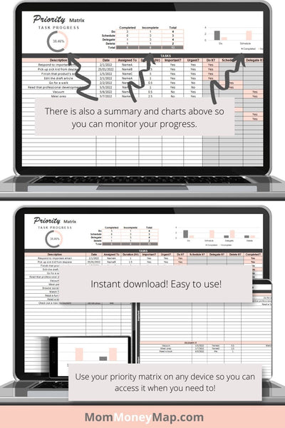 Priority Matrix Excel Spreadsheet With Due Dates Assign And Duration 4904