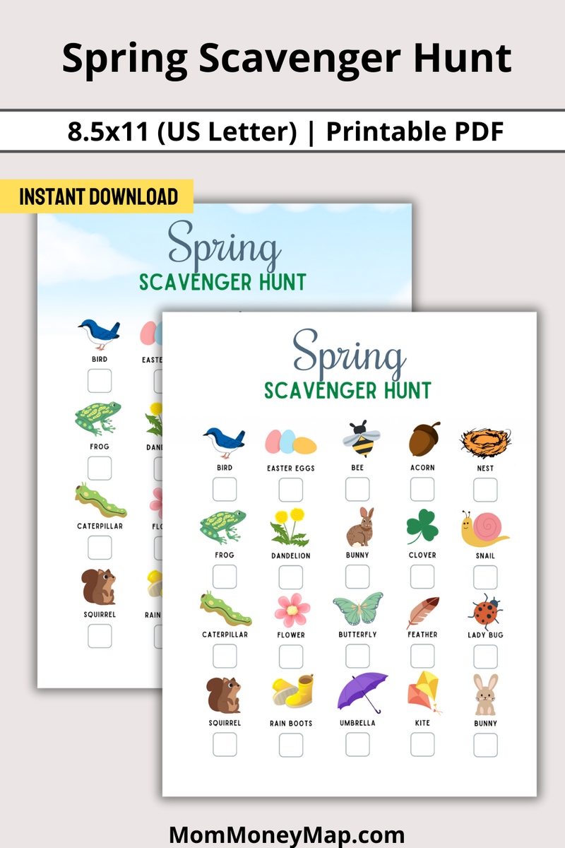 Spring Scavenger Hunt Printable PDF – Mom Money Map