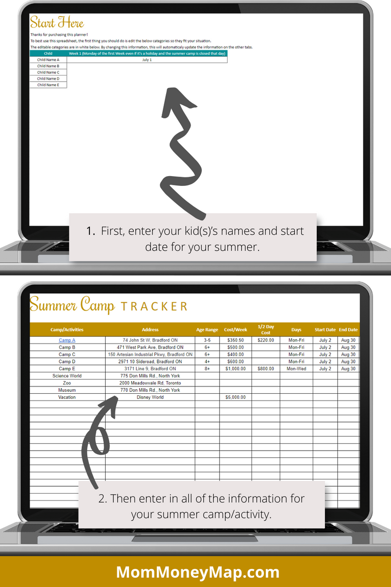 Summer Camp Planner Google Sheets Spreadsheet (up to 14 weeks) – Mom ...