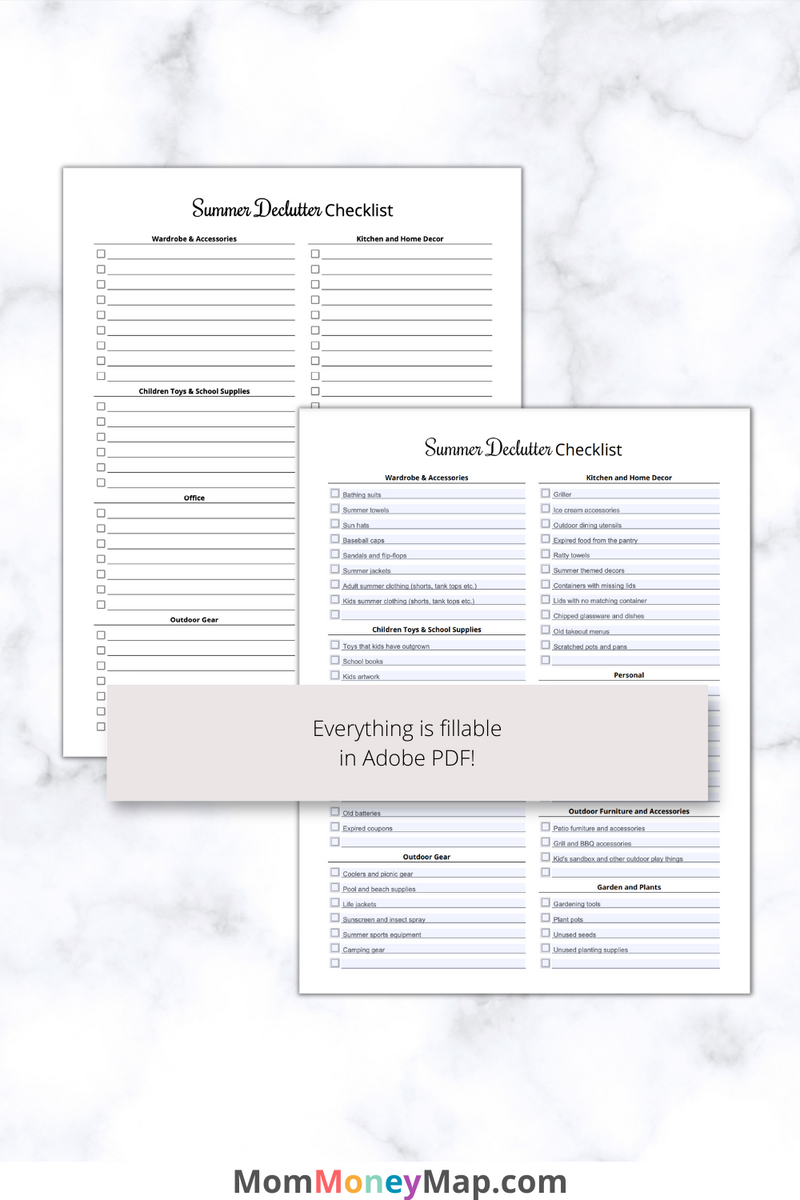 Summer Declutter Checklist Printable PDF – Organize Your Home – Mom ...