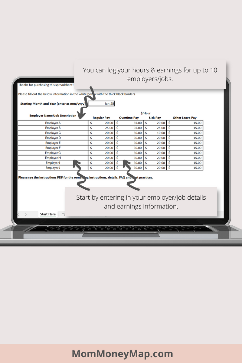 Timesheet Tracker Excel Spreadsheet with Monthly and Annual Summaries ...