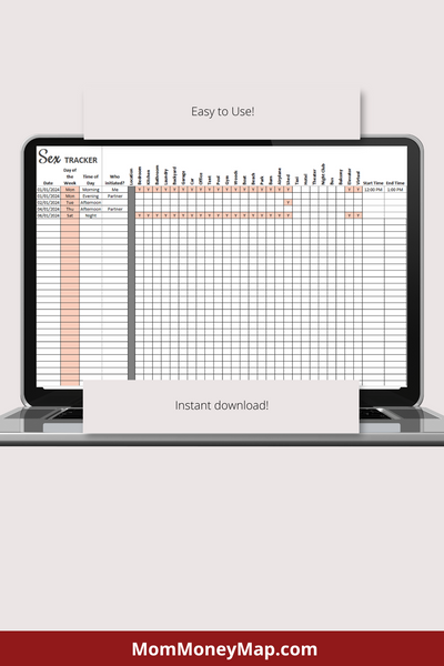 Sex Tracker Excel Spreadsheet Mom Money Map
