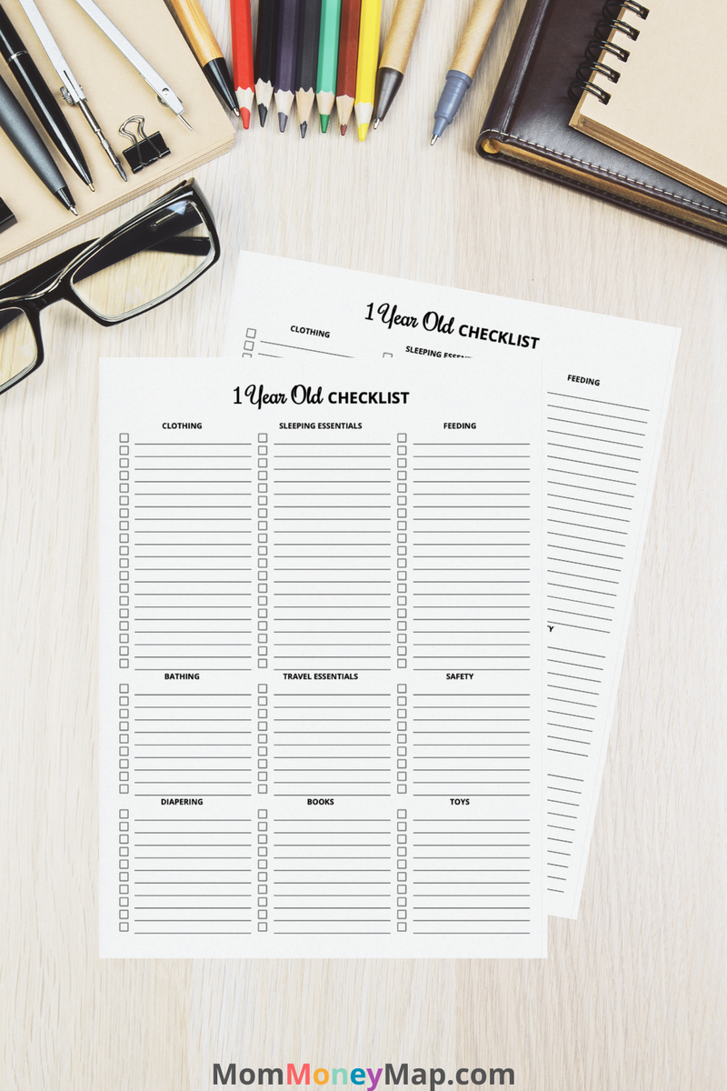 1 Year Old Checklist Printable PDF – Mom Money Map