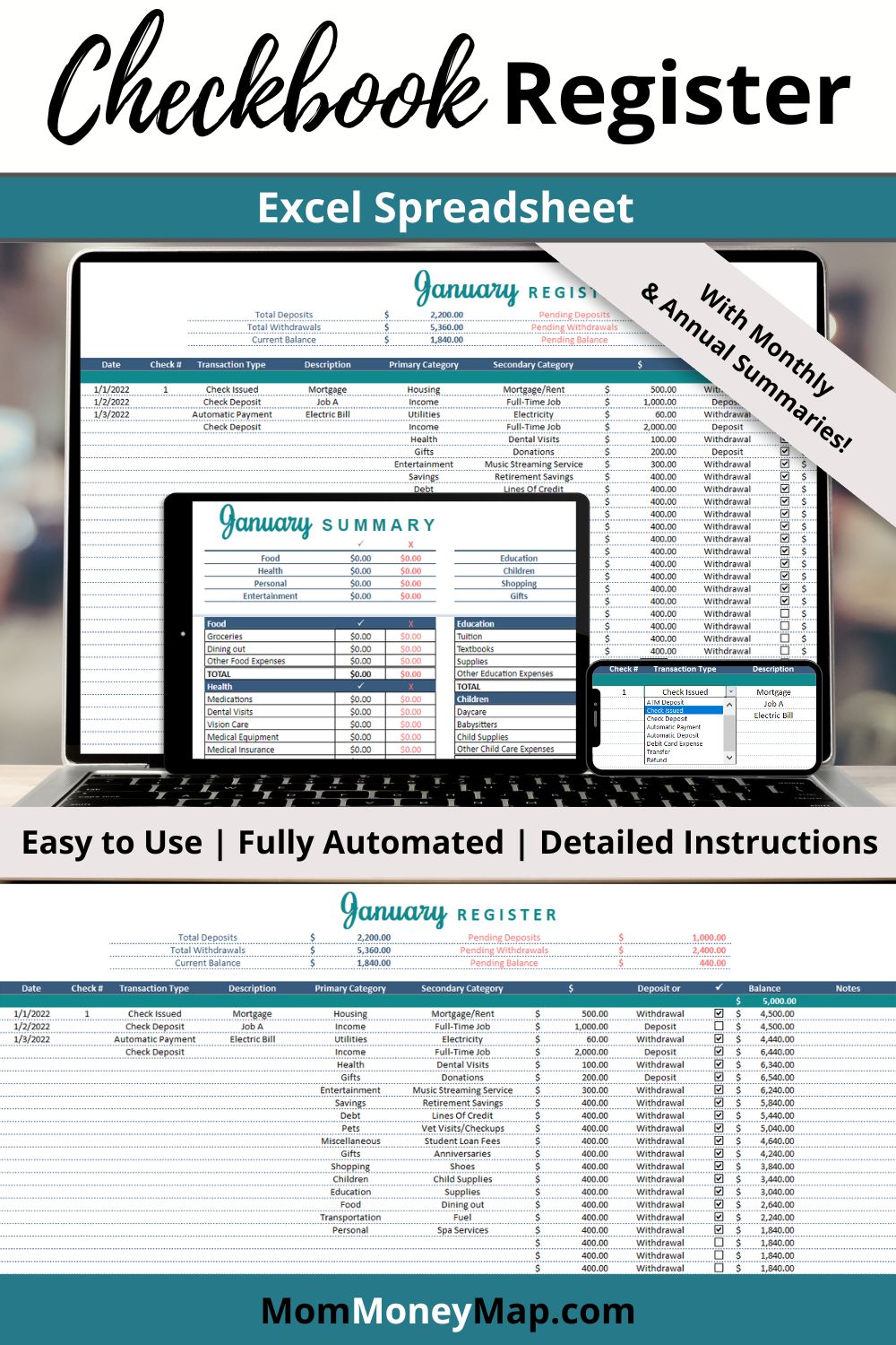 Checkbook Balance Sheet Excel