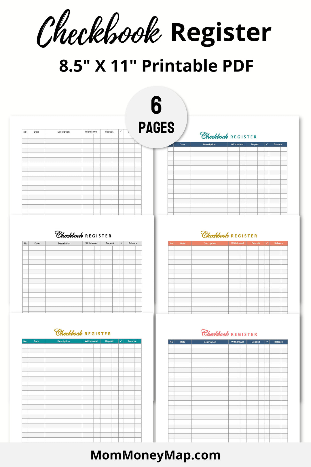 Printable Check Registers & Expense Trackers | Mom Money Map – Tagged ...