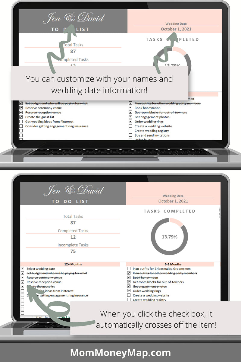 Wedding To Do List Planning Excel Spreadsheet – Mom Money Map