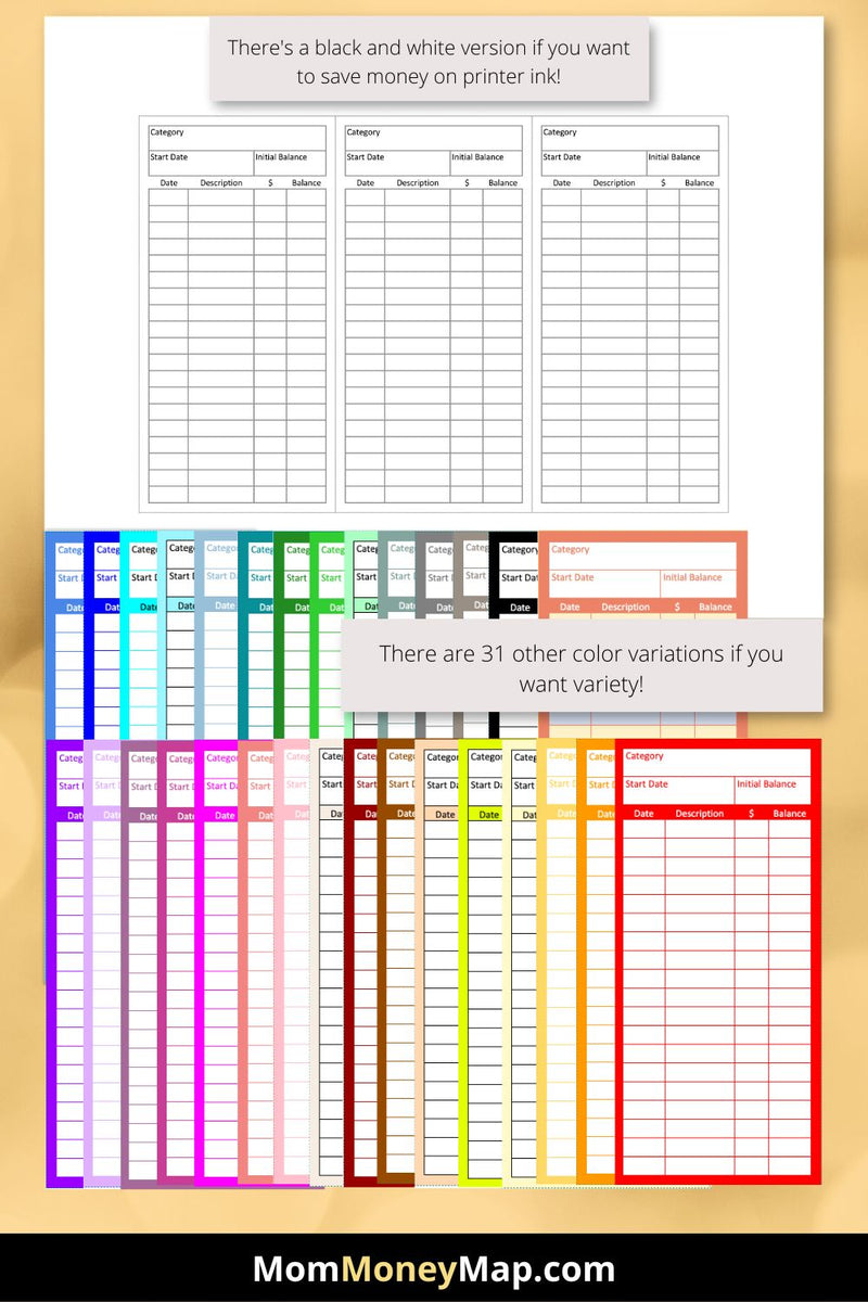 Cash Envelope Insert Printable PDF – Mom Money Map