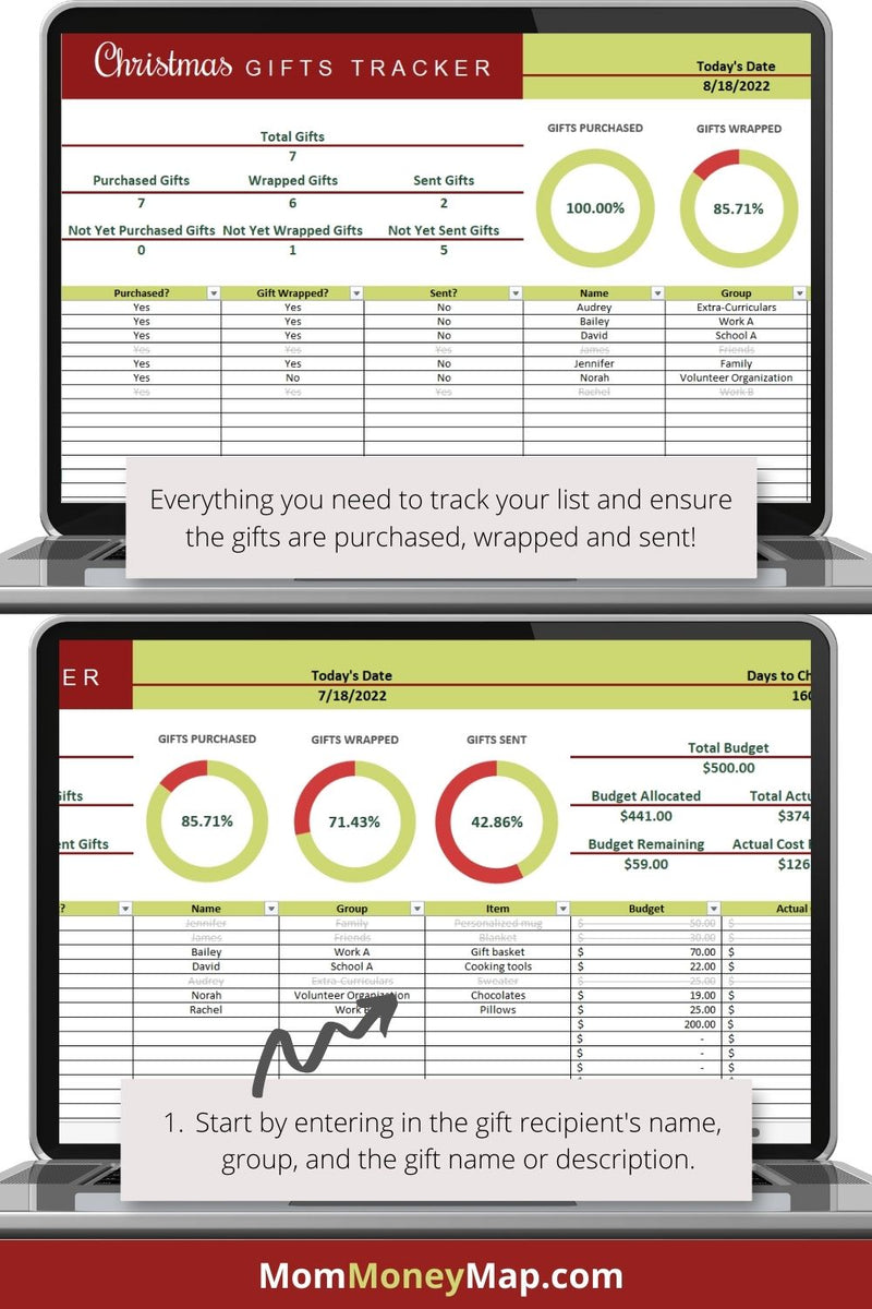 Christmas Gift List Tracker Excel Spreadsheet – Mom Money Map