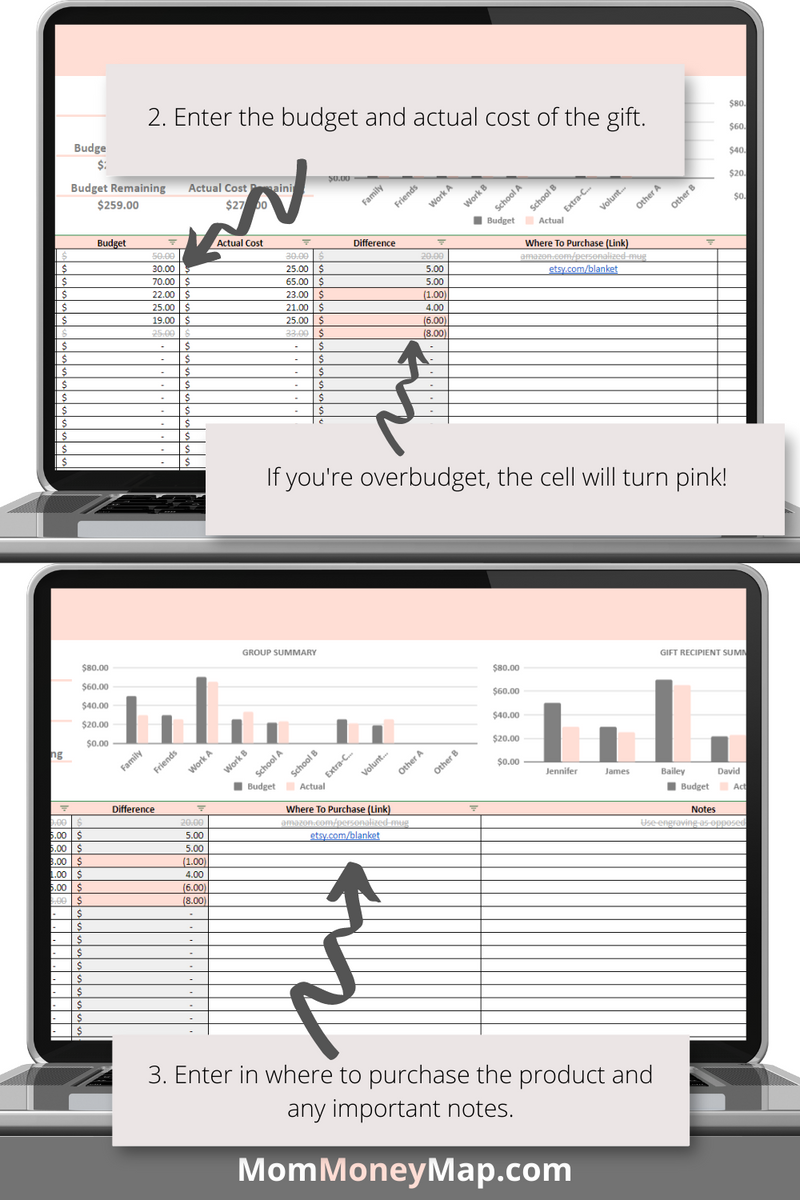 Gift Tracker Google Sheets Spreadsheet – Mom Money Map