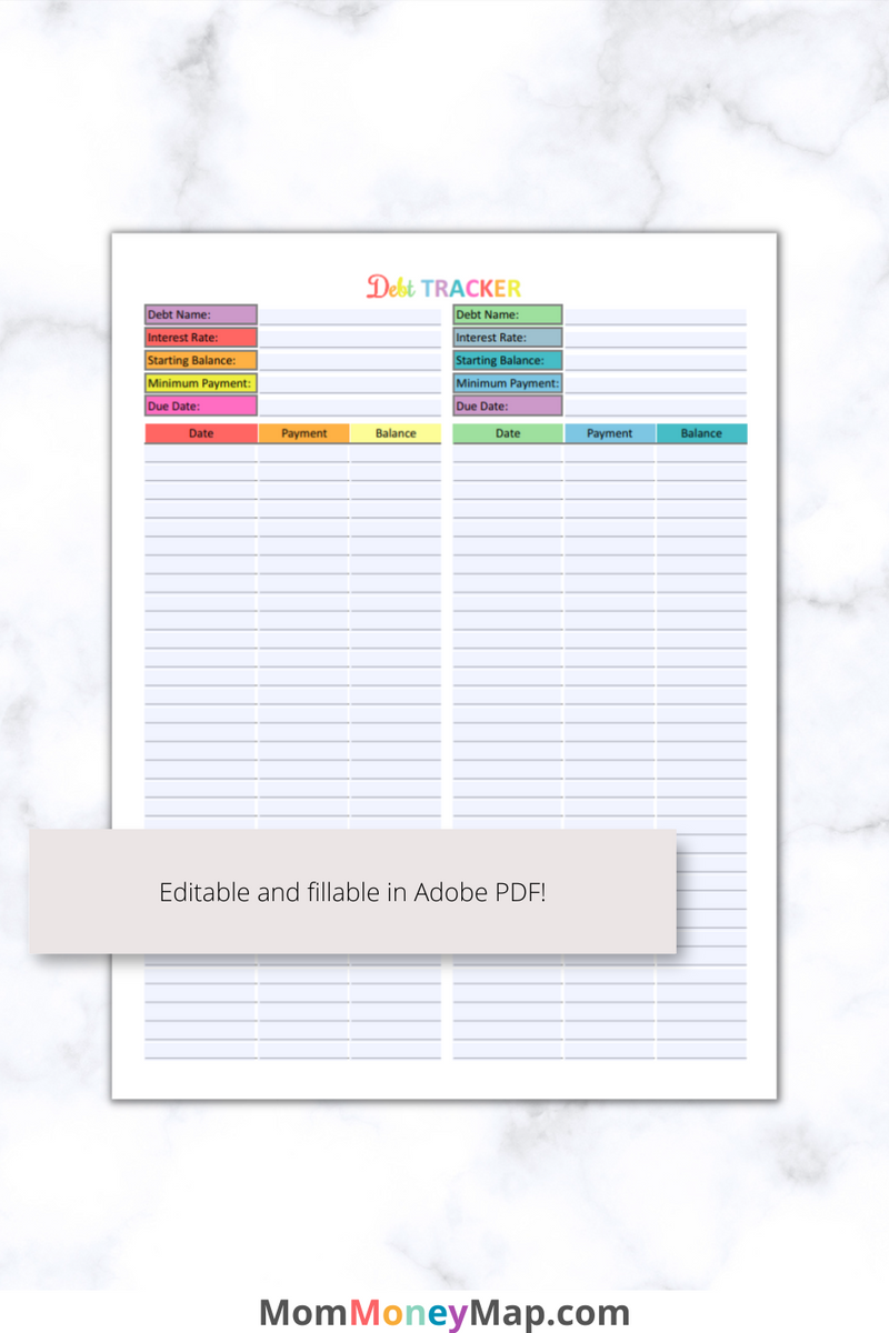 Debt Tracker Printable PDF – Multi-Color Budget & Debt Payoff Planner ...