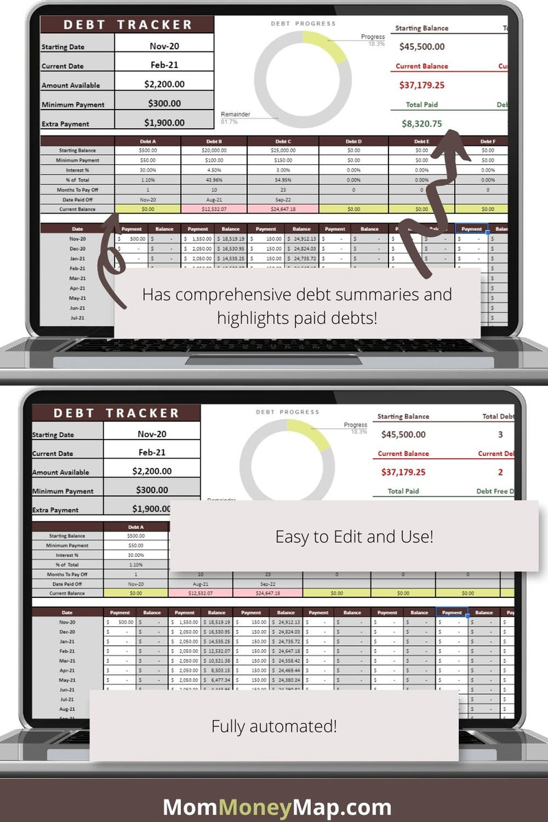 Debt Tracker Google Sheets Spreadsheet 30 Debts – Mom Money Map