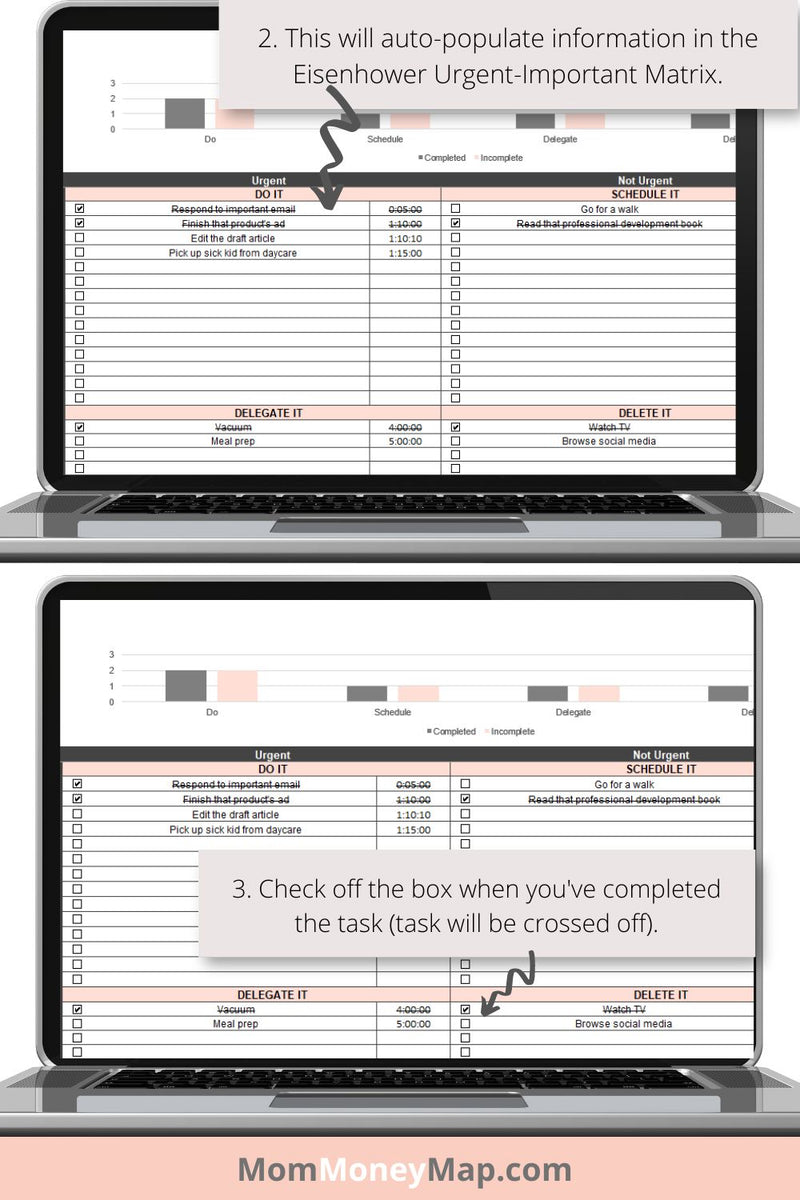 Priority Matrix Excel Spreadsheet with Task Duration Column – Mom Money Map