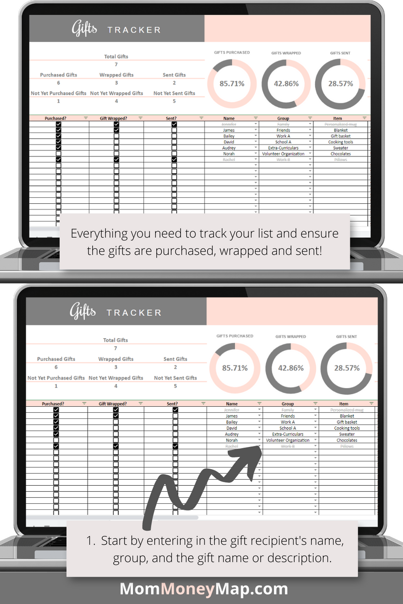 Gift Tracker Google Sheets Spreadsheet – Mom Money Map