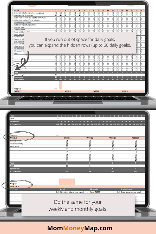 Goal Setting Excel Sheet Editable Goal Setting Template | TPT