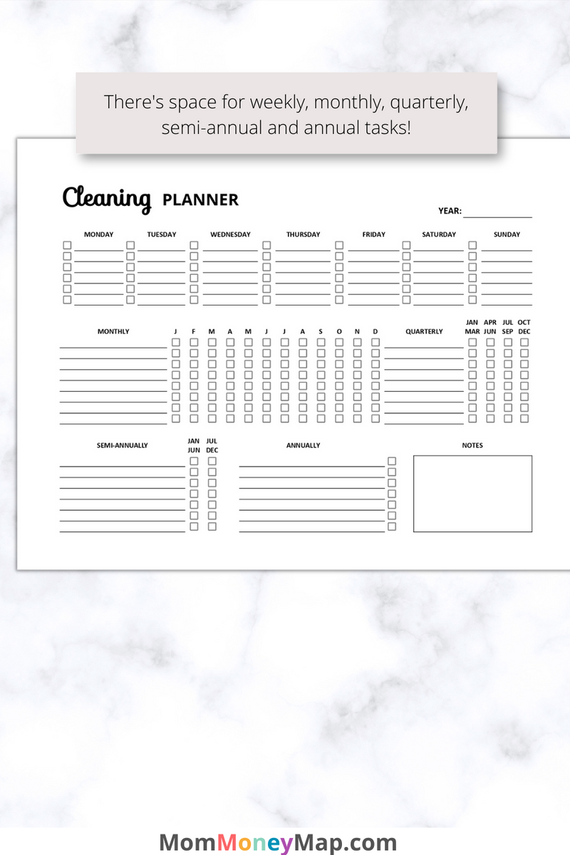 Cleaning Planner Printable PDF – Landscape Chore & Cleaning Organizer ...
