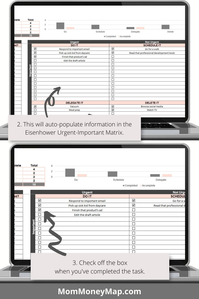 Eisenhower Matrix Excel Spreadsheet Template – Mom Money Map