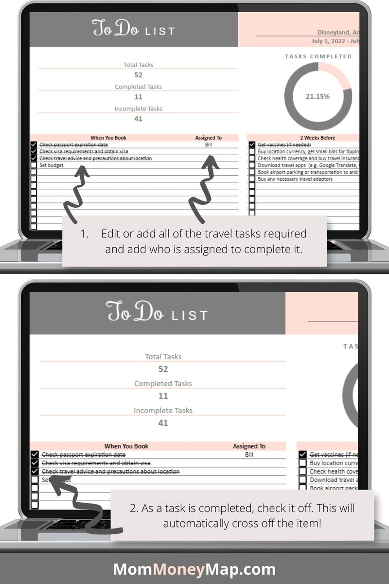 Vacation To Do List Google Sheets Spreadsheet – Mom Money Map