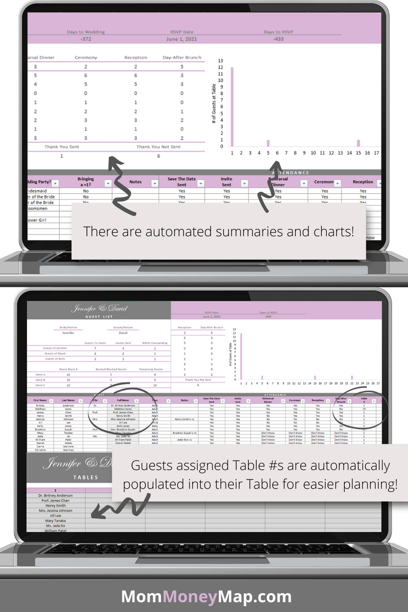 Wedding Planner Excel Spreadsheet - Purple – Mom Money Map
